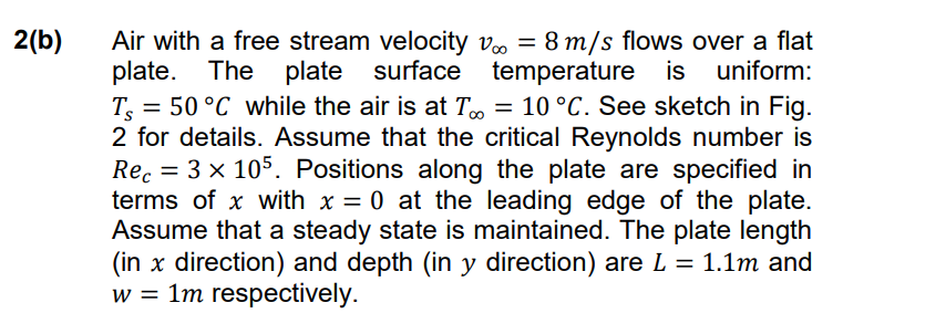 Solved Air with a free stream velocity v∞=8 m/s flows over a | Chegg.com
