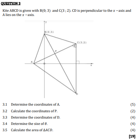 Solved Kite ABCD is given with B(0;3) and C(3;2). CD is | Chegg.com