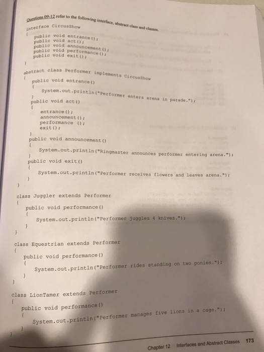 Solved refer to the following interface, interface | Chegg.com