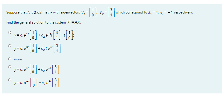 Solved Suppose that A is 2x2 matrix with eigenvectors V, | Chegg.com