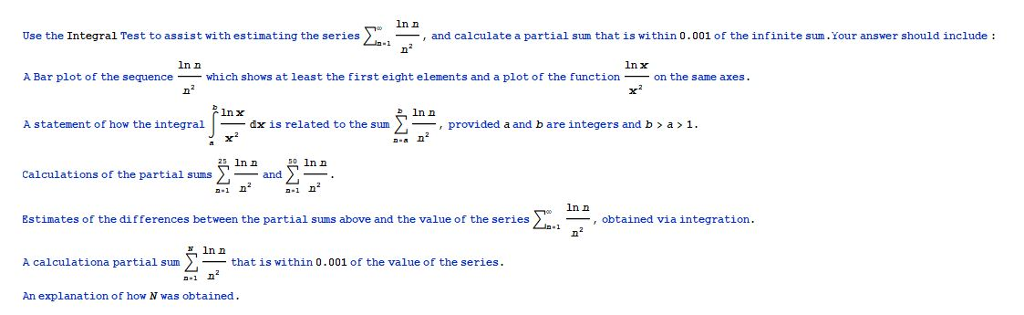 inn Use the Integral Test to assist with estimating | Chegg.com