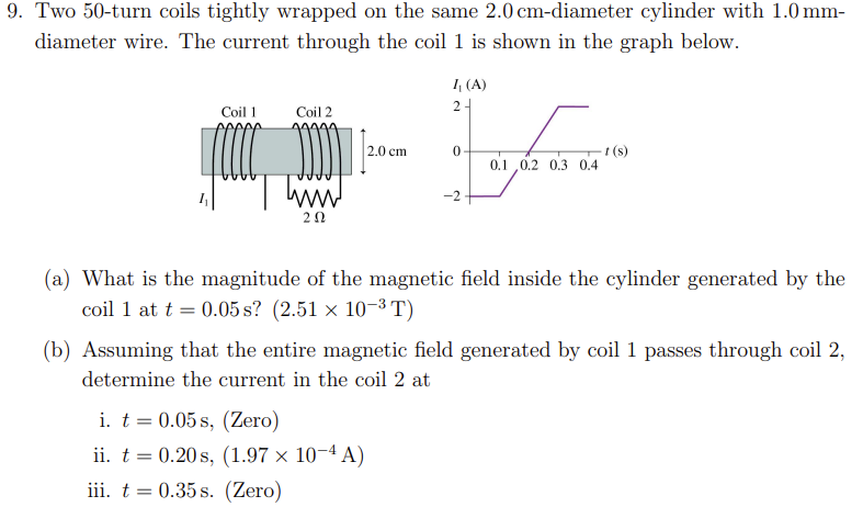 Solved Two 50 -turn coils tightly wrapped on the same 2.0 | Chegg.com