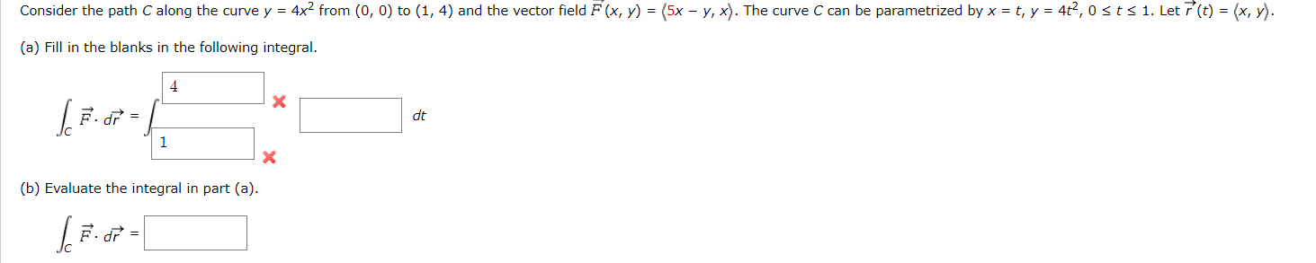 Solved Consider the path C along the curve y = 4x2 from (0, | Chegg.com