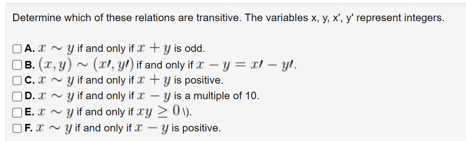 Solved Determine which of these relations are transitive. | Chegg.com