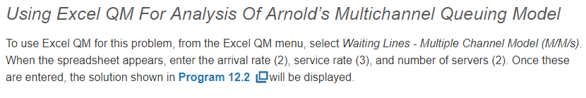 Solved create a queue model using excel QM | Chegg.com