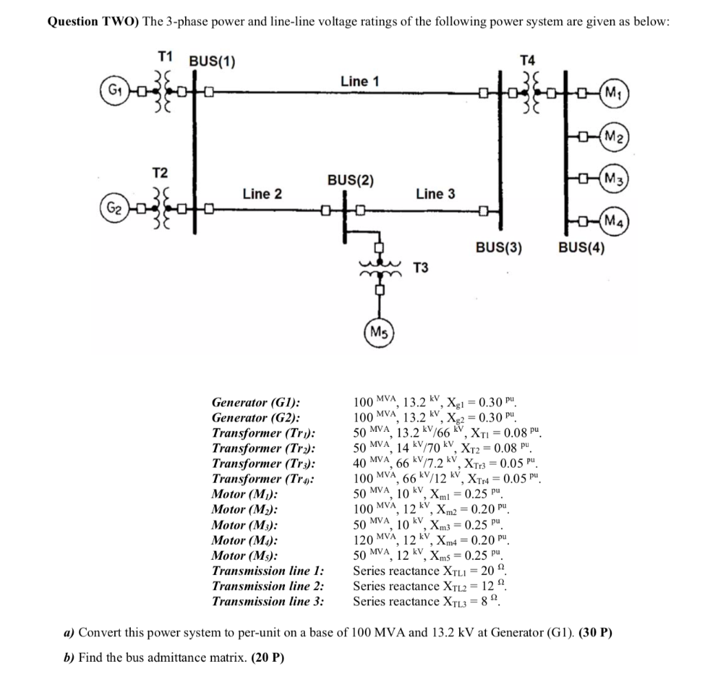 Solved Question TWO) The 3-phase power and line-line voltage | Chegg.com