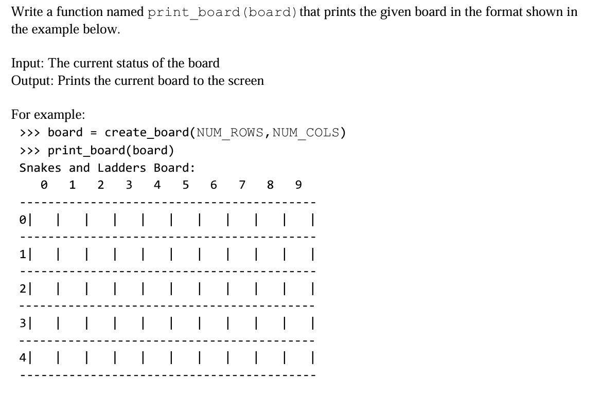 Solved In Pythonwrite A Function Named Print Board Board