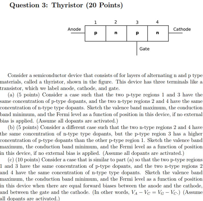 Solved Question 3: Thyristor (20 Points) 4 Anode Cathode | Chegg.com