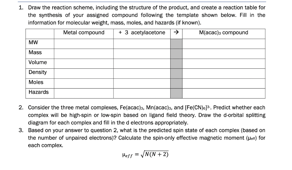 Solved 1. Draw the reaction scheme, including the structure | Chegg.com