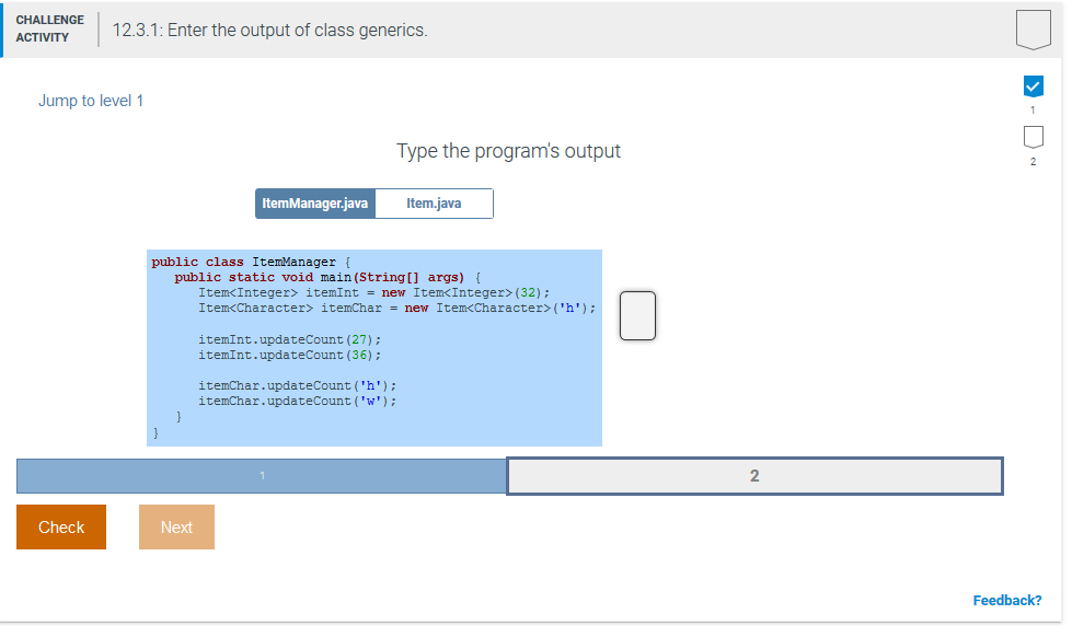 Challenge Activity 1231 Enter The Output Of Class