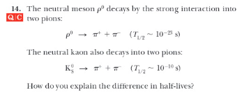 Solved The neutral meson ρ0 ﻿decays by ﻿the strong | Chegg.com
