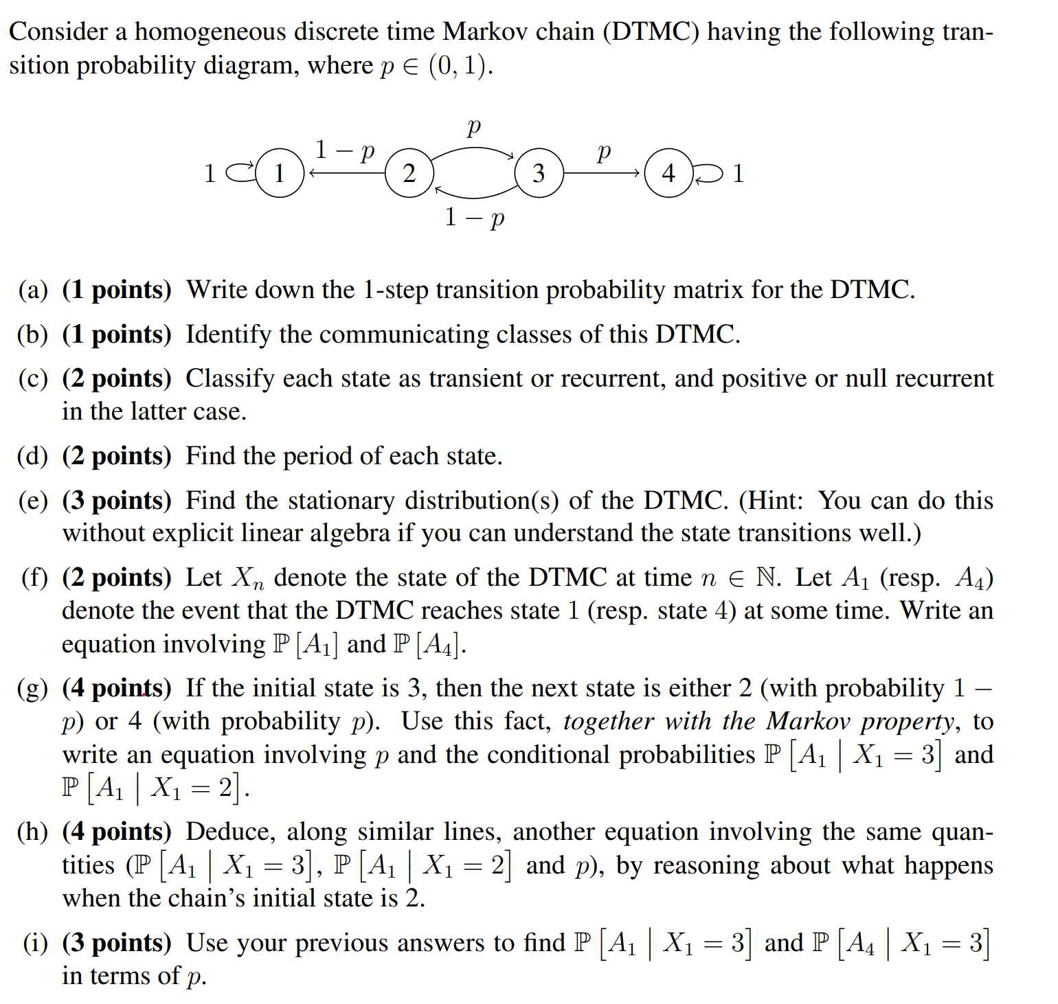 Solved Consider a homogeneous discrete time Markov chain | Chegg.com