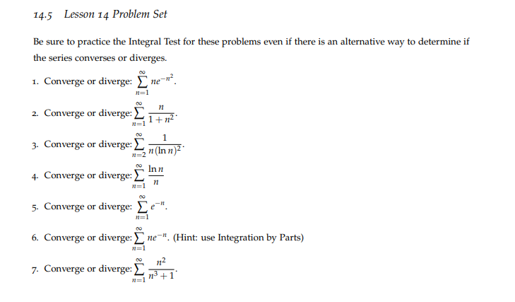 Solved Be sure to practice the Integral Test for these | Chegg.com