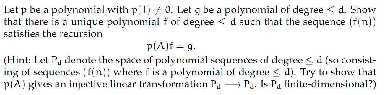 Solved Let p be a polynomial with p(1) + 0. Let g be a | Chegg.com