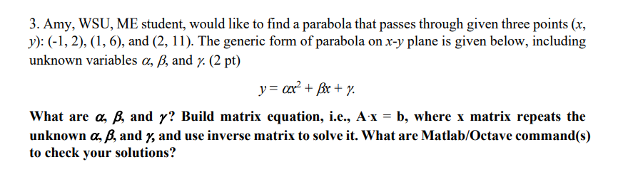 Solved 3. Amy, WSU, ME student, would like to find a | Chegg.com
