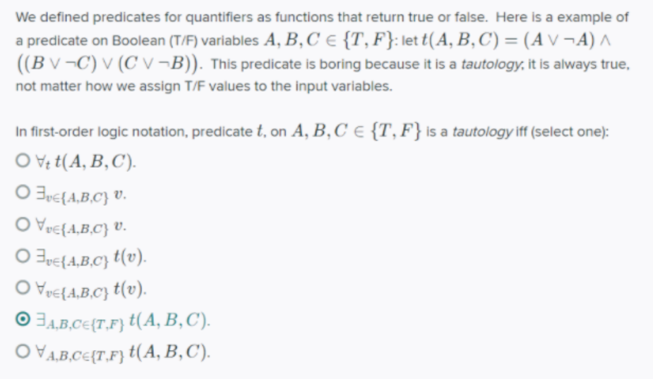 Solved We defined predicates for quantifiers as functions | Chegg.com