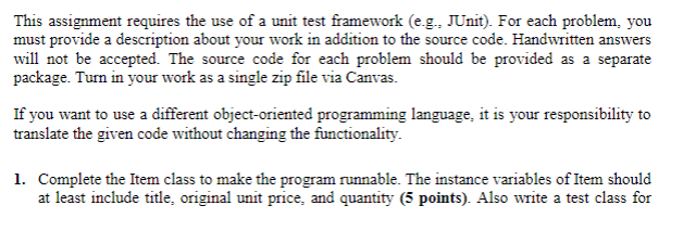 This assignment focuses on refactoring and automated | Chegg.com