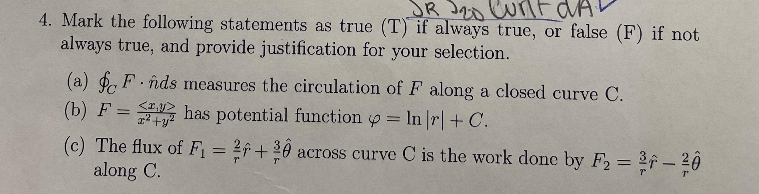 Solved 4. Mark the following statements as true (T) if | Chegg.com