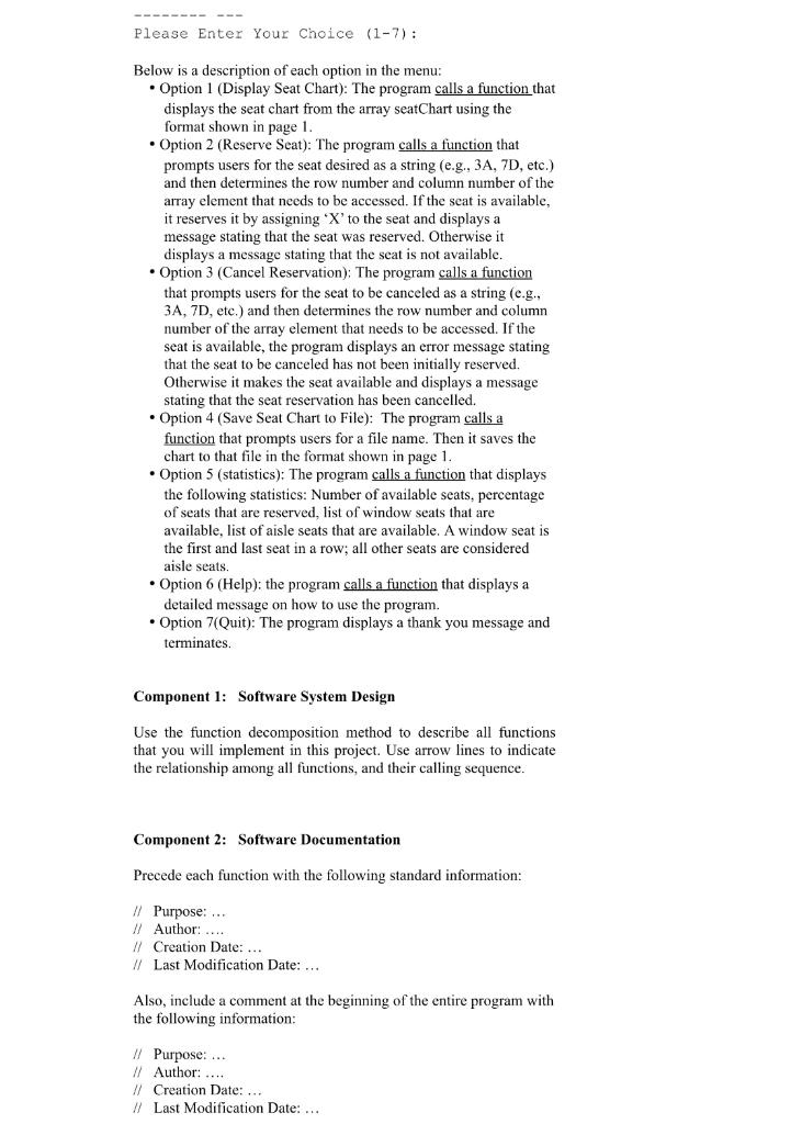 Solved The aim of this project is to implement a seat | Chegg.com