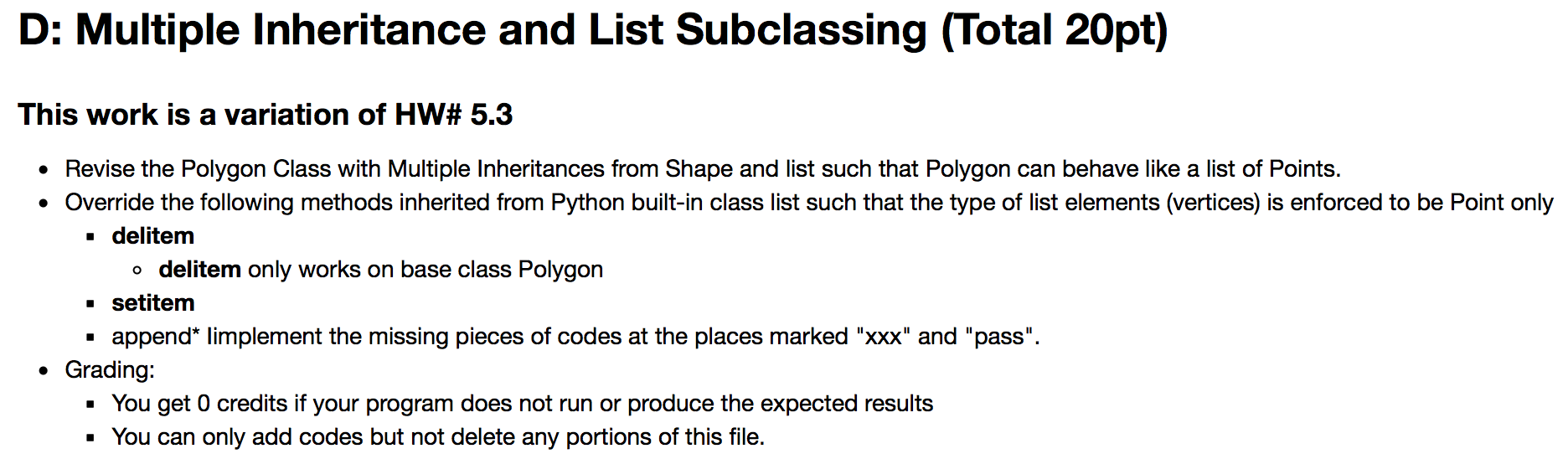 Solved Python: Fill the codes where marked xxx: class | Chegg.com