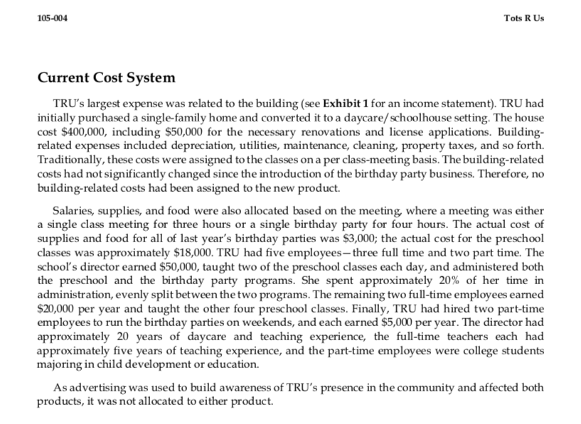 Solved Compute the cost of a single preschool class and a | Chegg.com