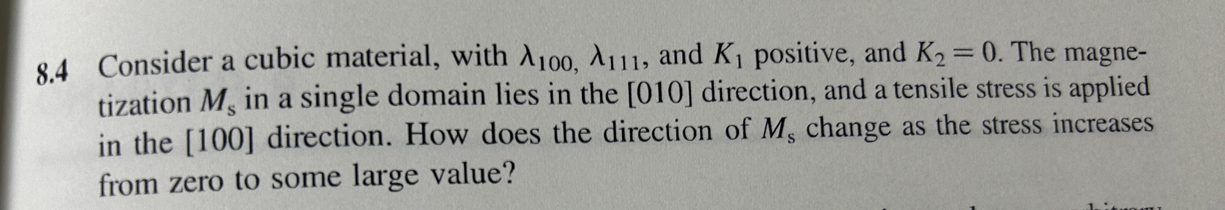 Solved 4 Consider a cubic material, with λ100,λ111, and K1 | Chegg.com