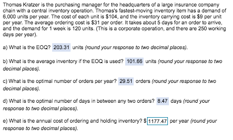 Solved f. What is the total annual inventory cost, | Chegg.com