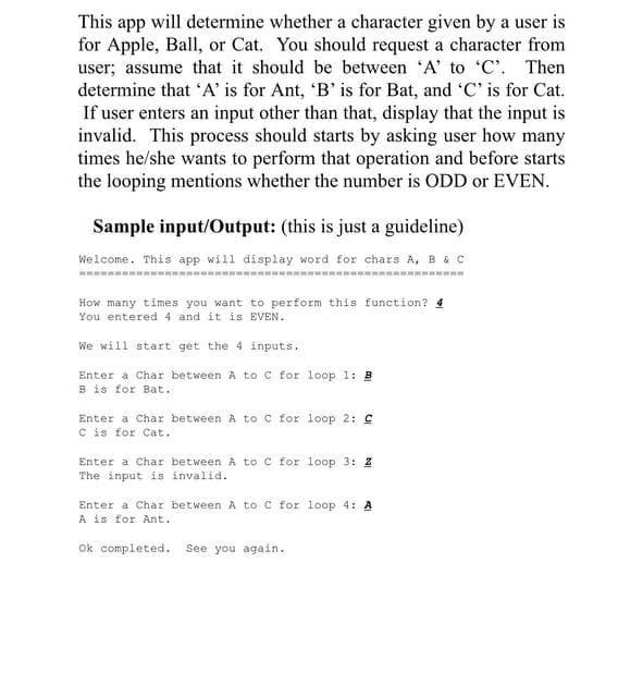 Solved This app will determine whether a character given by | Chegg.com