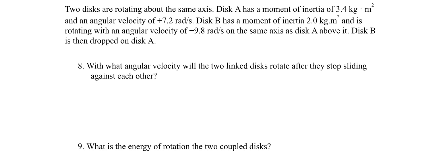 Solved Two disks are rotating about the same axis. Disk A | Chegg.com
