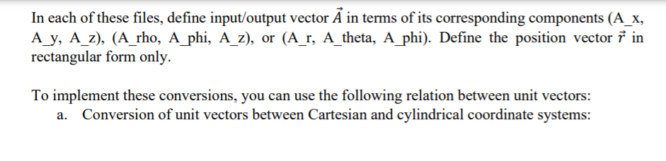 Solved In each of these files, define input/output vector , | Chegg.com