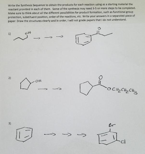 Solved Write the synthesis sequence to obtain the products | Chegg.com
