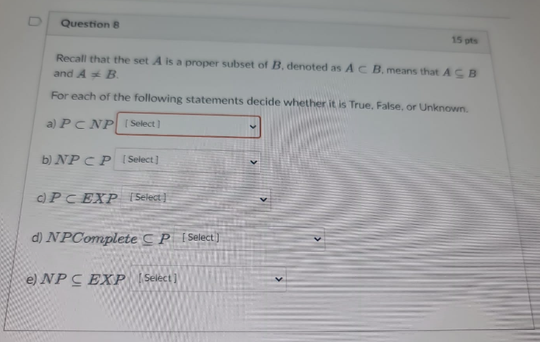 Solved Recall that the set A is a proper subset of B, | Chegg.com