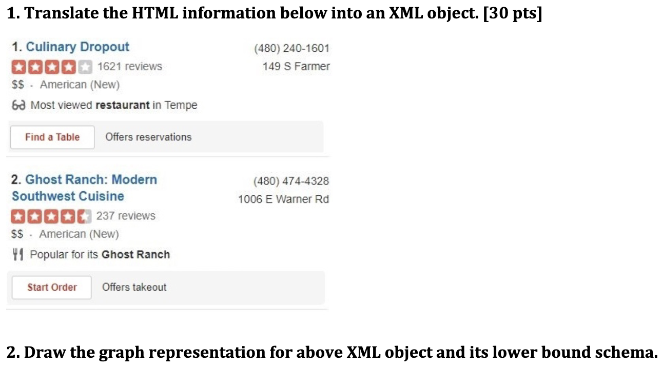 Solved 1. Translate the HTML information below into an XML | Chegg.com