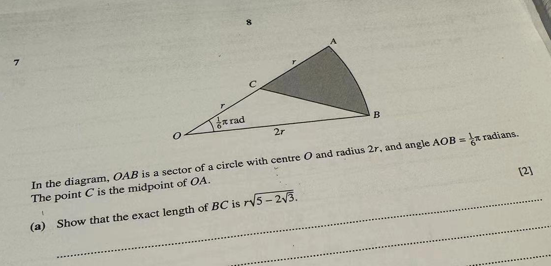 Solved In the diagram, OAB is a sector of a circle with | Chegg.com