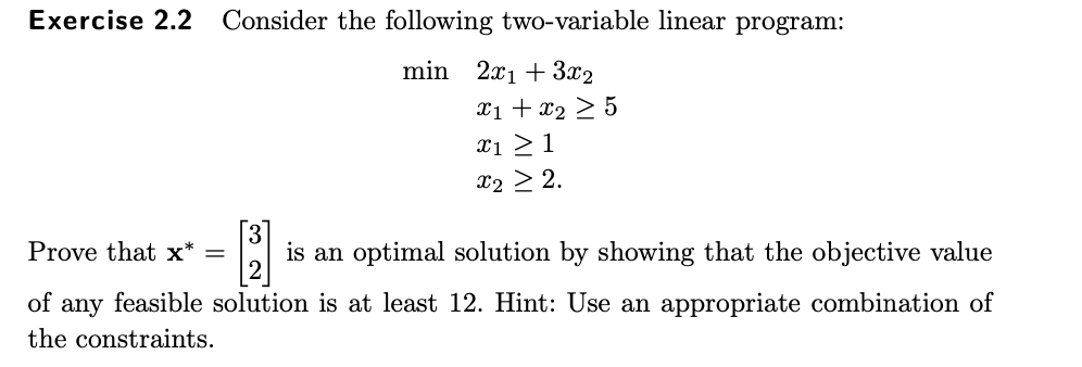 Solved Exercise 2.2 Consider the following two-variable | Chegg.com