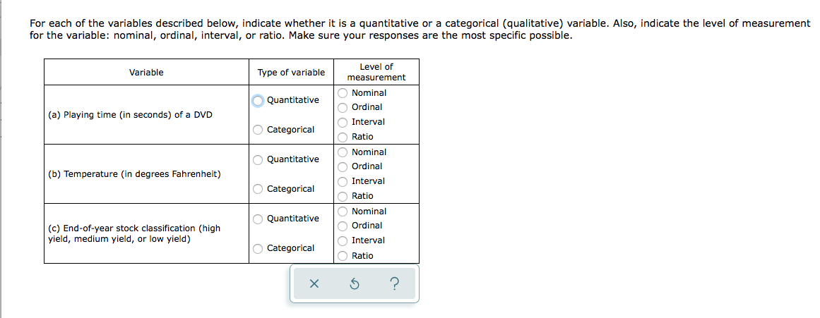 Solved For Each Of The Variables Described Below Indicate Chegg