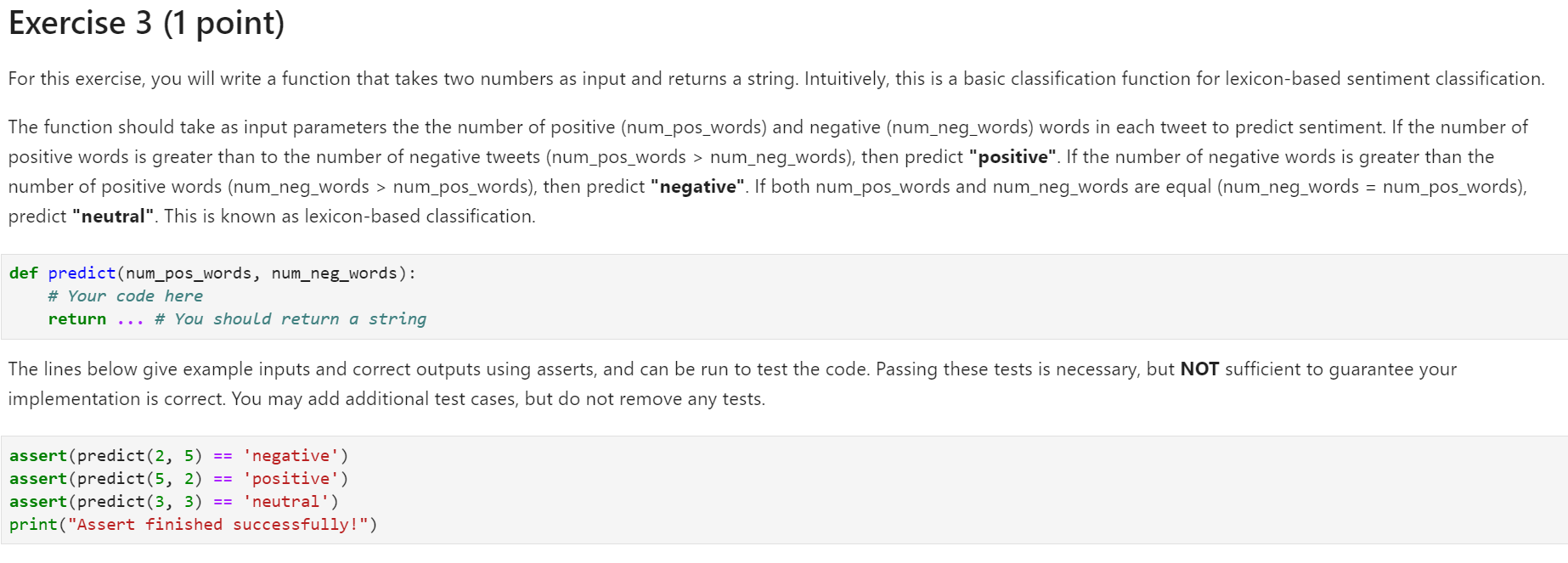 Solved Exercise 3 (1 point) For this exercise, you will | Chegg.com