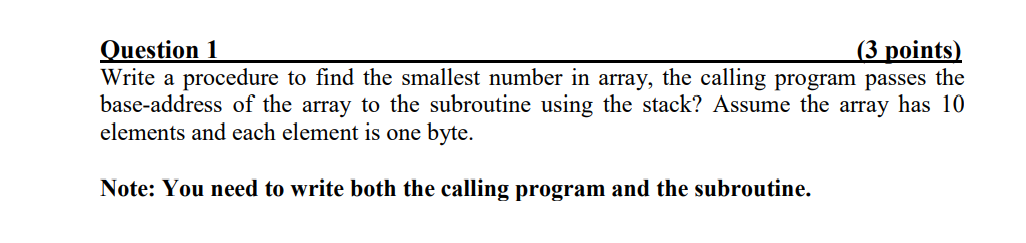 Solved Question 1 (3 points) Write a procedure to find the | Chegg.com