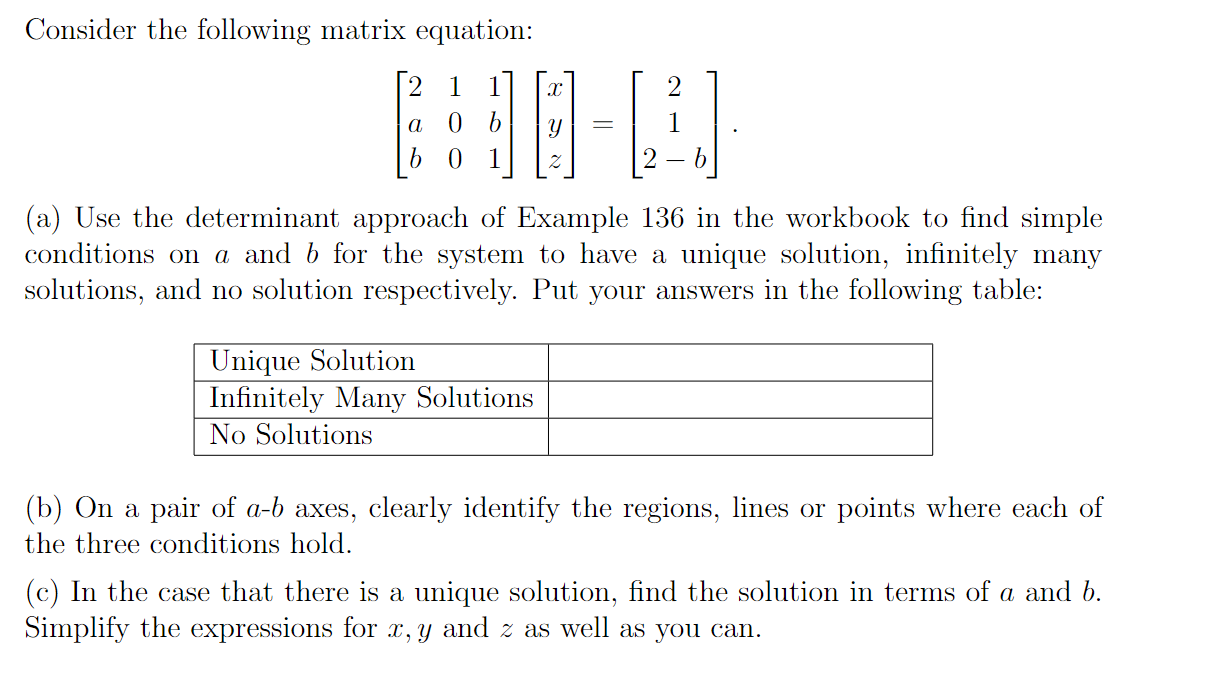 Solved Consider the following matrix equation: | Chegg.com