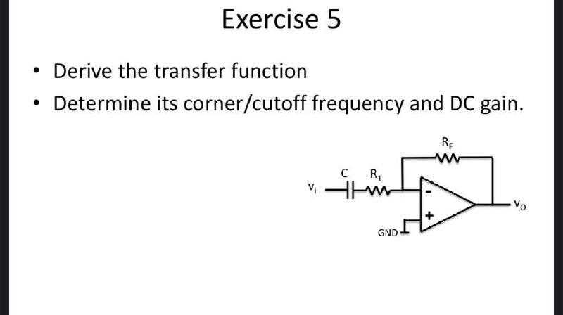 Solved Exercise 5 • Derive the transfer function Determine | Chegg.com