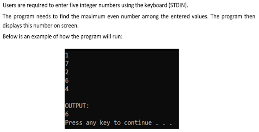 Solved Users are required to enter five integer numbers | Chegg.com