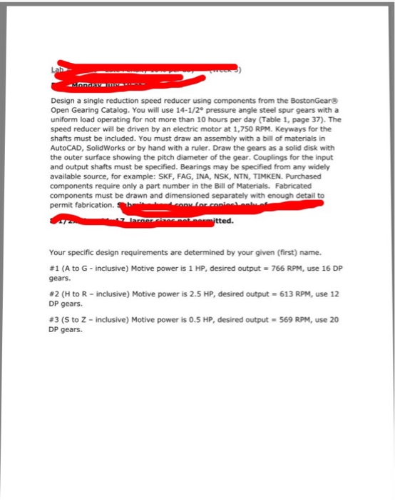 Solved Design a single reduction speed reducer using | Chegg.com