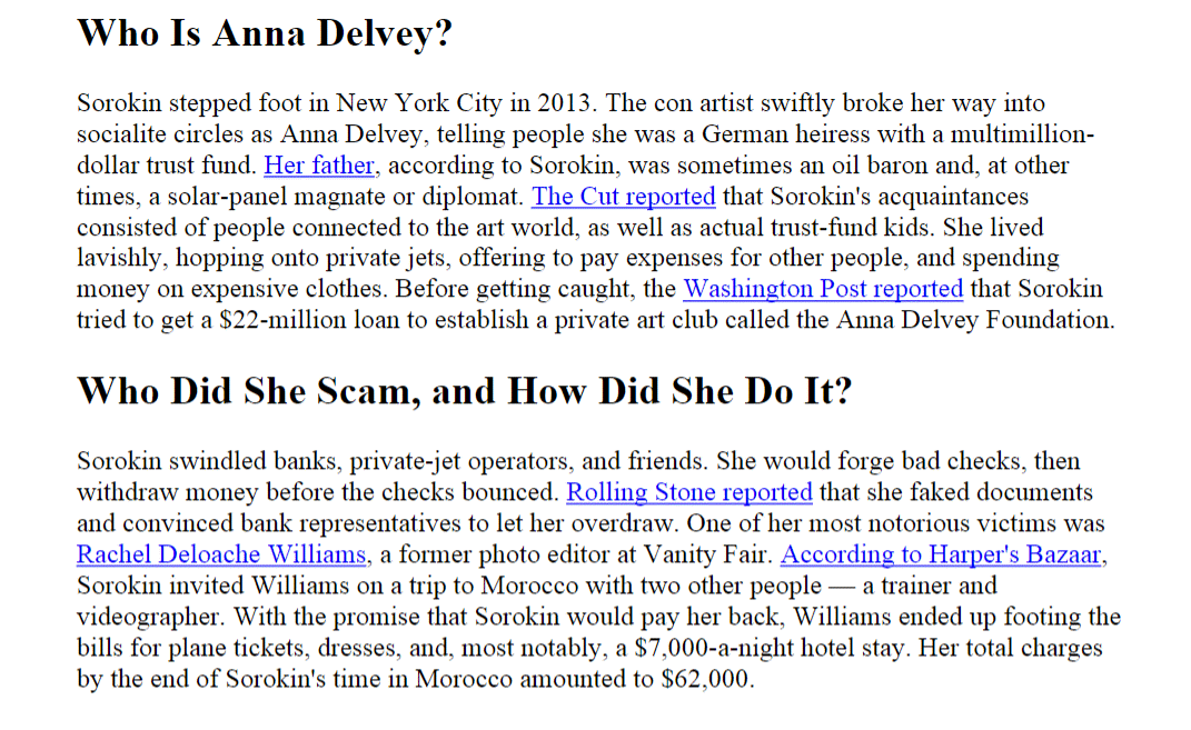 Solved Anna delvey case: Explain THREE or more of | Chegg.com