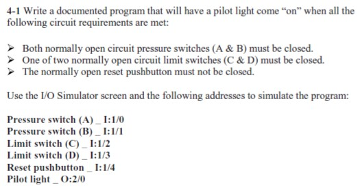 Solved 4-1 Write a documented program that will have a pilot | Chegg.com