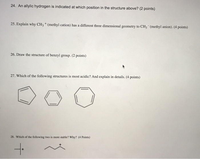 Solved 24. An allylic hydrogen is indicated at which | Chegg.com