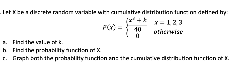 Solved . Let X be a discrete random variable with cumulative | Chegg.com