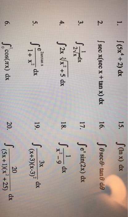 Solved Integral (5x^4 + 2) dx integral sec x (sec x + tan | Chegg.com