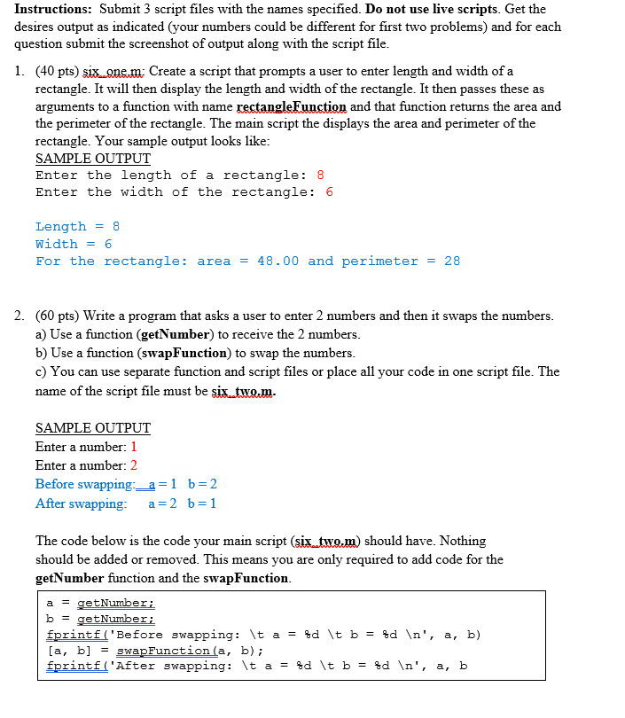 Solved Instructions: Submit 3 script files with the names | Chegg.com