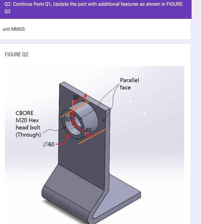 Solved Q1. Create the part shown in FIGURE Q1 using | Chegg.com