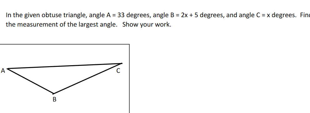 Solved In the given obtuse triangle, angle A=33 degrees, | Chegg.com